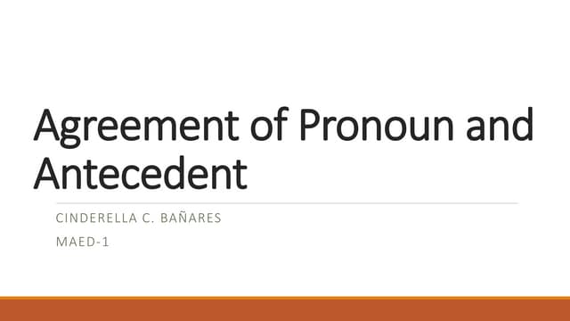 Pronoun Agreement & Reference | PPT