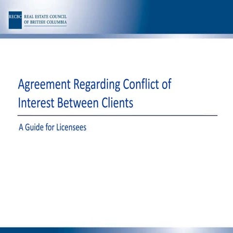 Agreement Regarding Conflict of Interest Between Clients: A Guide for ...