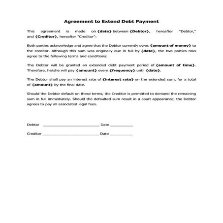 AGREEMENT TO EXTEND DEBT PAYMENT | PDF