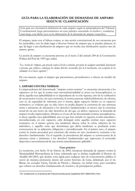 MODELO DE DEMANDA DE AMPARO CONTRA RESOLUCIÓN DE LA CORTE SUPREMA | PDF