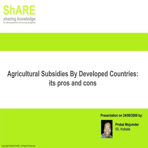 Agricultural Subsidies By Developed Countries: Its Pros and Cons | PPT | Agriculture | Industries