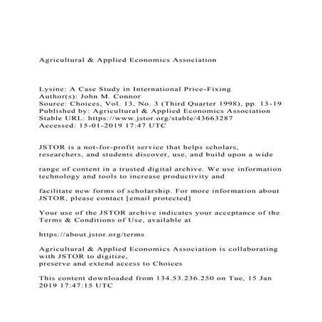 Agricultural & Applied Economics Association Lysine .docx