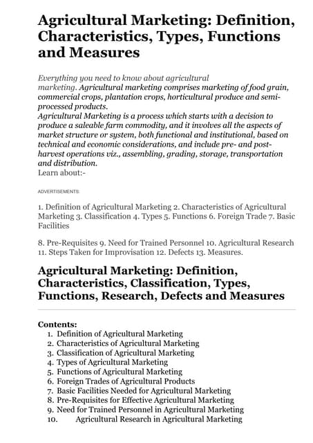 Agricultural marketing | PPTX