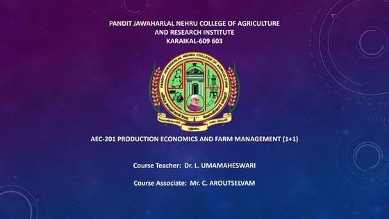 Lecture 16 Farm Planning | PPT