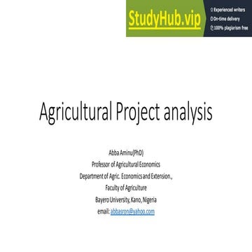 Agricultural Project Analysis | PDF