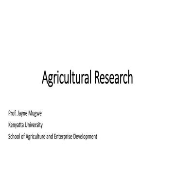 Agricultural research for development | PPTX