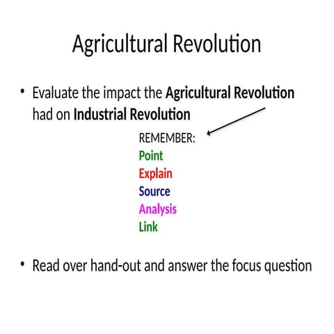 Agricultural Revolution Essay - Industrial Revoltuion | PPTX