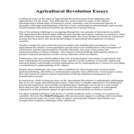 Agricultural Revolution Essays. Susquehanna University | PDF