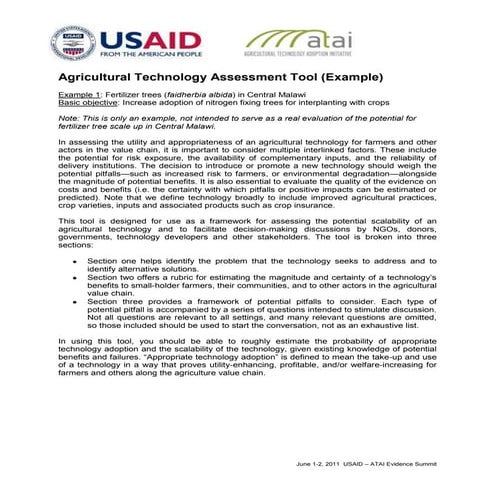 Agricultural Technology Assessment Tool | PDF
