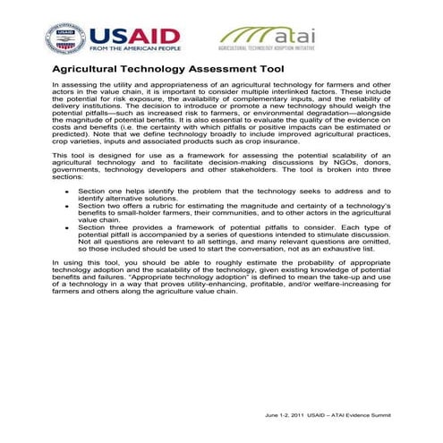 Agricultural Technology Assessment Tool | PDF