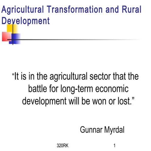 Agricultural transformation and rural development chapter6 | PPT