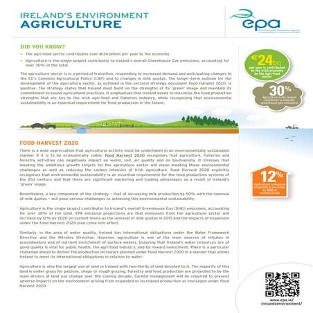 Agriculture - EPA Ireland Factsheet | PDF