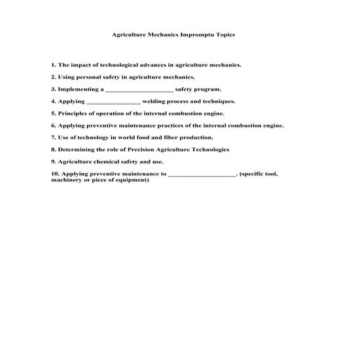 Agriculture mechanics-topics1 | PDF