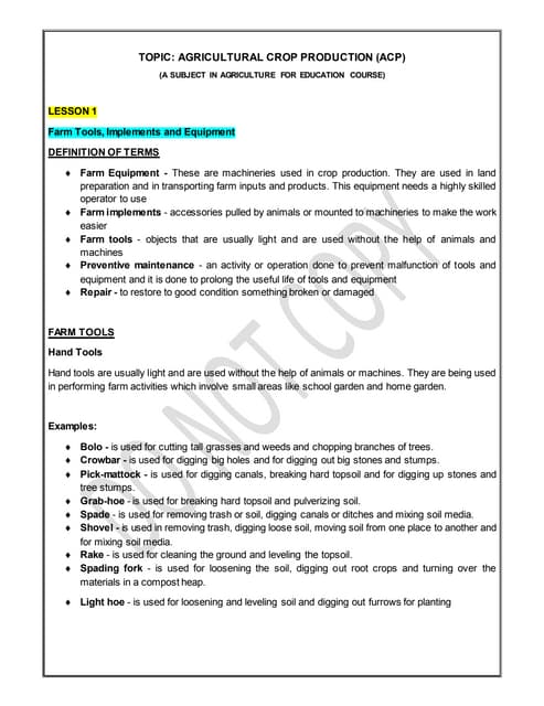 POWERPOINT TLE AGRI. CROP_123419.pptx | Agriculture | Industries