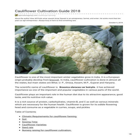 Cauliflower cultivation guide 2018 | PDF