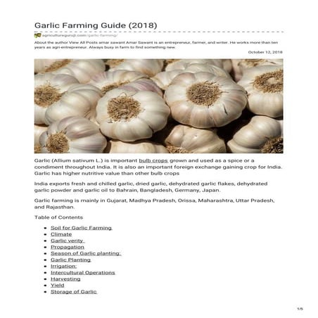Garlic farming guide 2018 | PDF