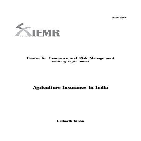 Agriculture insurance in india | PDF