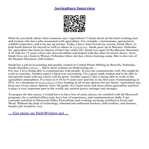 Agriculture Interview | PDF