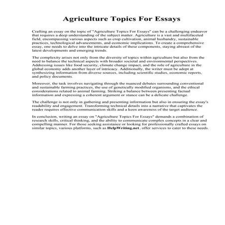 Agriculture Topics For Essays.pdf