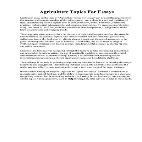 Agriculture Topics For Essays.pdf