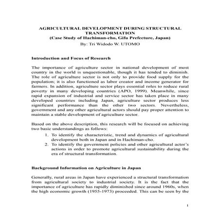 Agricultural Development during Structural Transformation | PDF