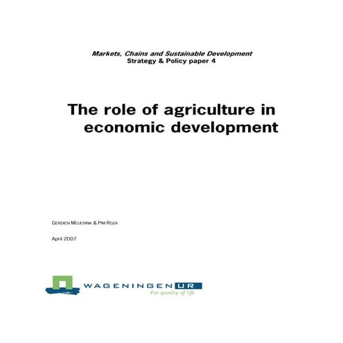 the role of agriculture in economic development | PDF