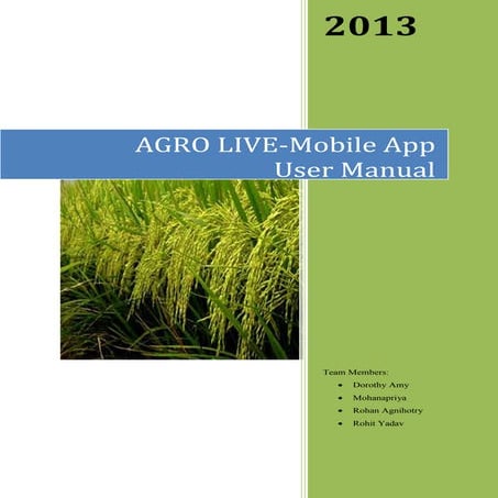 Agro live user manual data.gov challenge | PDF