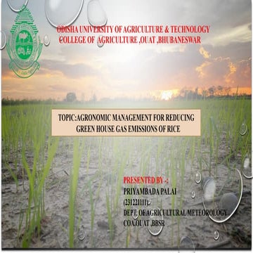 AGRONOMIC MANAGEMENT FOR REDUCING GHGs ON RICE.pptx