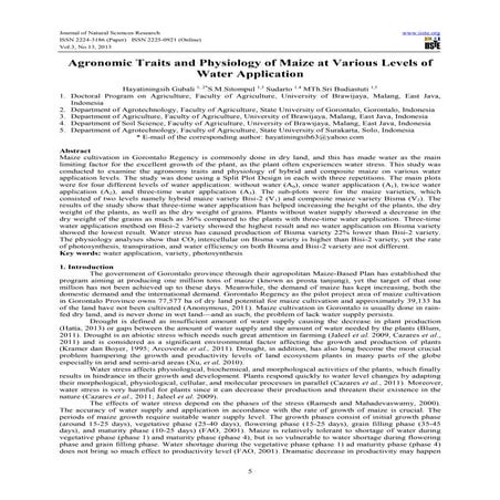 Agronomic traits a and physiology of of maize | PDF