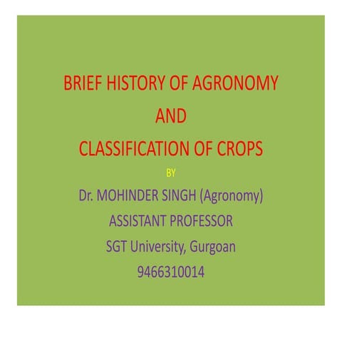 History and classification of crops | PPTX