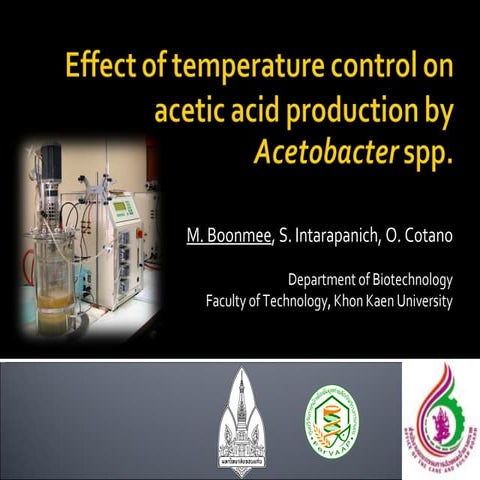 Effect of Temperature Control on Acetic Acid Production | PPT