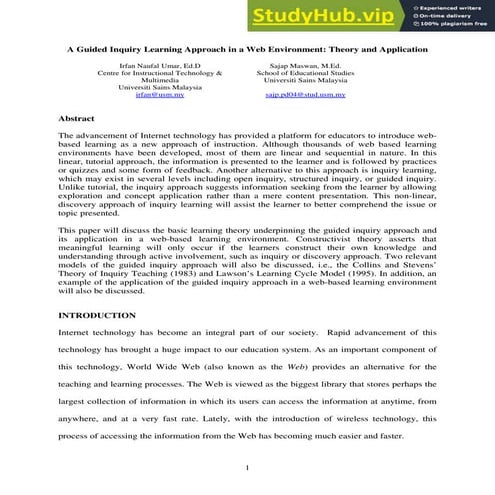 A Guided Inquiry Learning Approach In A Web Environment | PDF