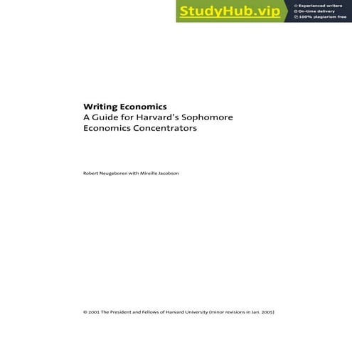 A Guide For Harvard S Sophomore Economics Concentrators | PDF