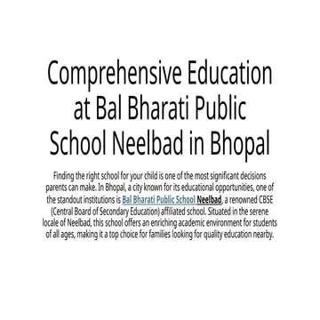 Overview of Bal Bharati Public School Neelbad A Leading CBSE ...
