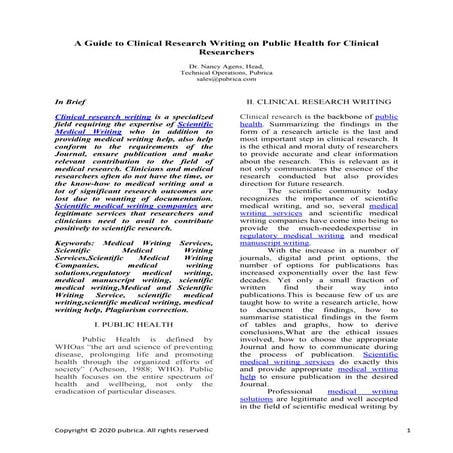 A guide to clinical research writing on public health for clinical ...