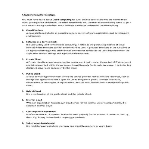 A guide to cloud terminology | PDF