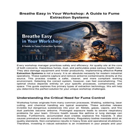 A Complete Guide to Fume Extraction Systems | PDF
