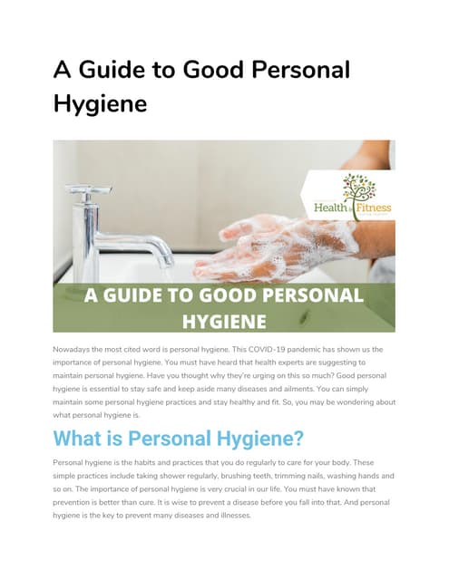 Health, Hygiene and Cleanliness | PPT