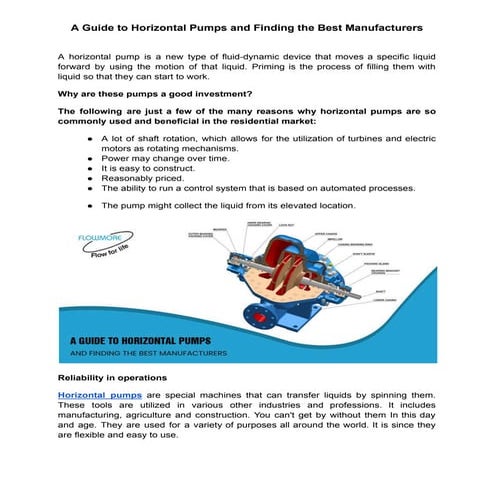 A Complete Guide on Horizontal Splits Pumps | PDF