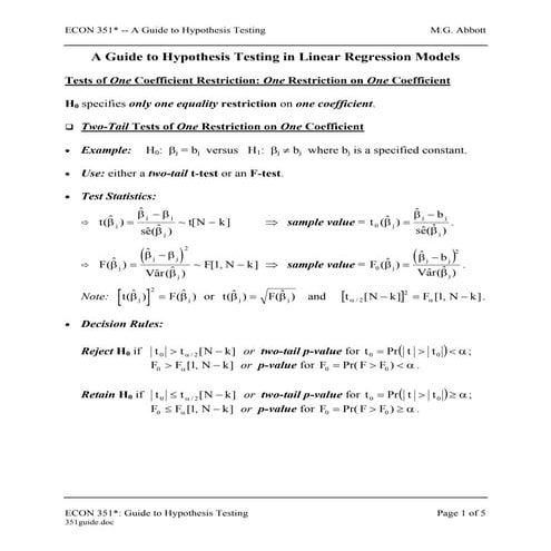 A guide to hypothesis testing | PDF | Business Accounting & Finance ...