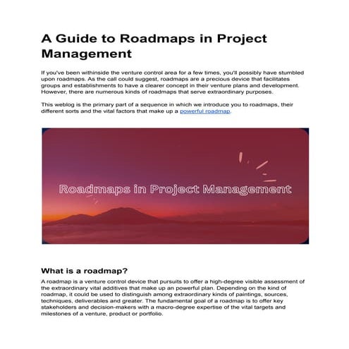 A Guide to Roadmaps in Project Management.pdf | Technology & Computing