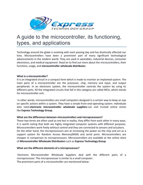 Difference Between Microprocessors And Microcontrollers Pptx Computing Technology And Computing