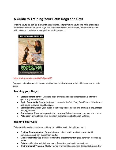 Training Your Dogs And cats and learning | PDF
