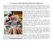 A Guide to Understanding Dementia Behaviors