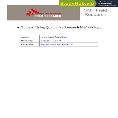 A Guide To Using Qualitative Research Methodology | PDF