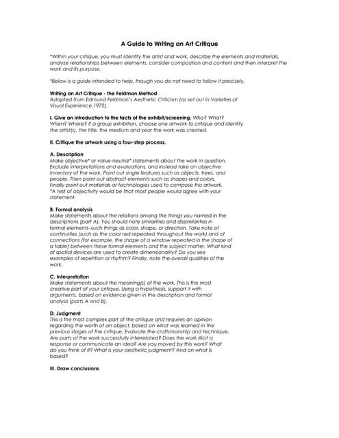 How to Formally Critique Art | PPT