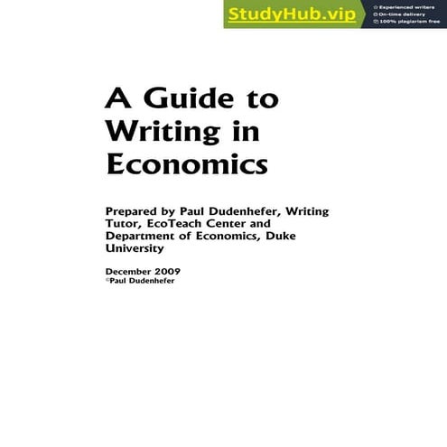 A Guide To Writing In Economics A Guide To Writing In Economics | PDF