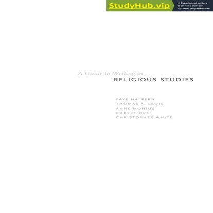 A GUIDE TO WRITING IN RELIGIOUS STUDIES | PDF