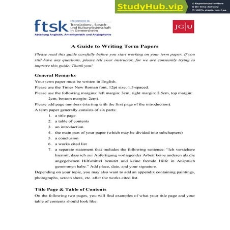 A Guide To Writing Term Papers | PDF