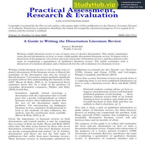 A Guide To Writing The Dissertation Literature Review | PDF